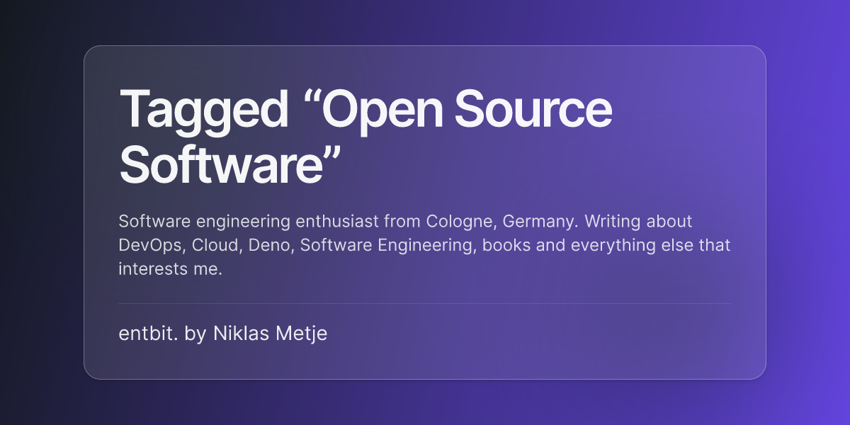 Tagged “Open Source Software” - entbit. by Niklas Metje